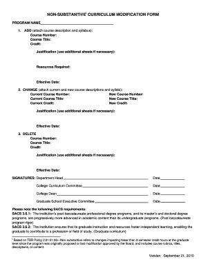 Fillable Online tntech CURRICULUM MODIFICATION FORM Sept 2010 Fax Email ...