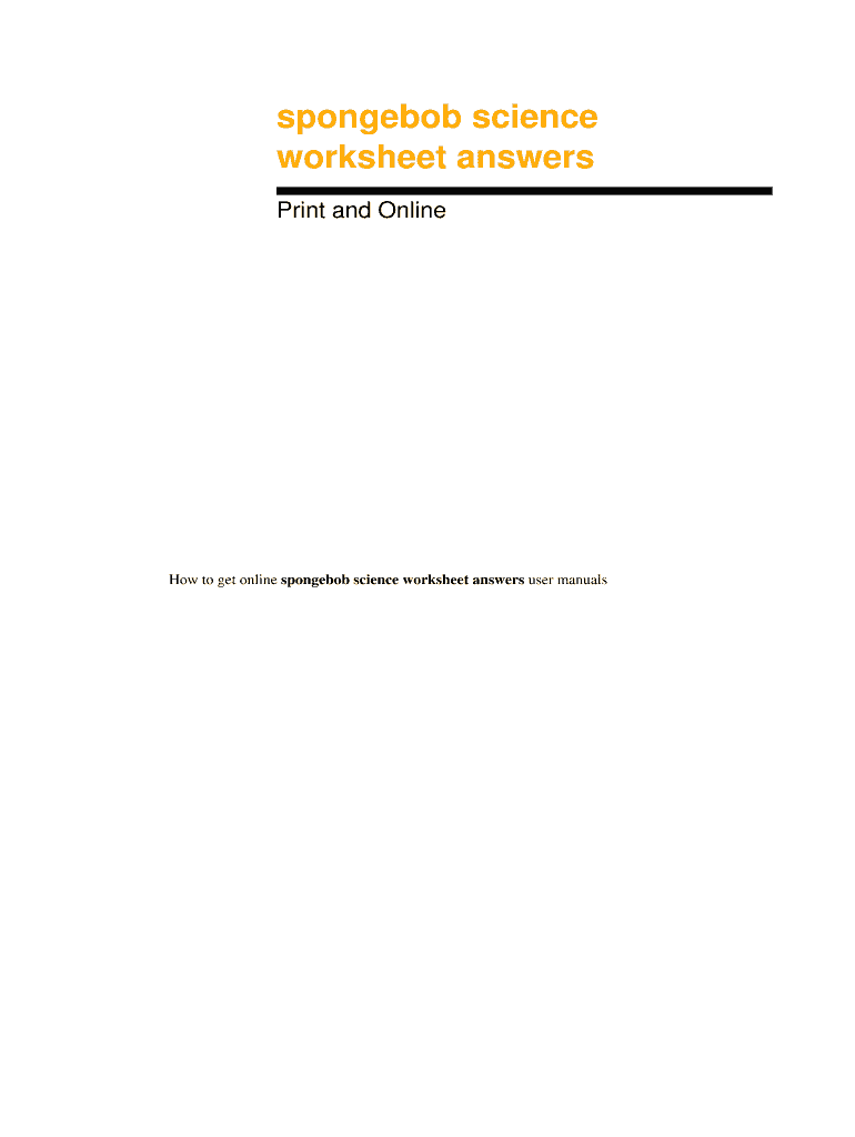 Fillable Online ownersent Spongebob science worksheet answers ...