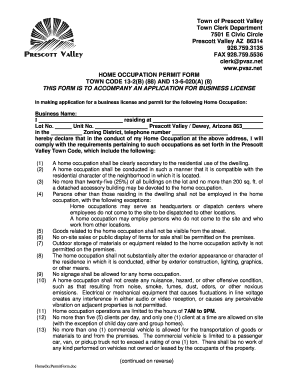 Fillable Online prescottvalley-az Home Occupancy Permit Form PDF ...