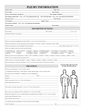 Fillable Online INJURY INFORMATION Fax Email Print - pdfFiller