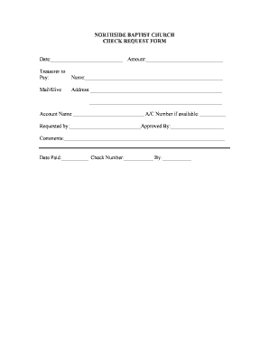 Fillable Online northsideva Check Request Form - Northside Baptist ...