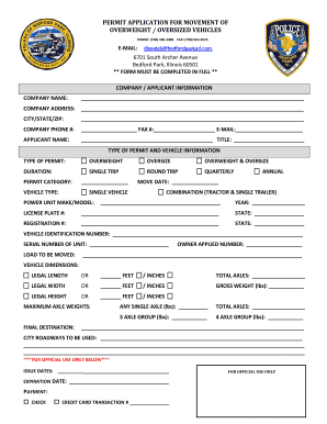 Fillable Online PERMIT APPLICATION FOR MOVEMENT OF OVERWEIGHT OVERSIZED ...
