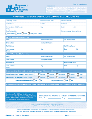 Fillable Online melc COLONIAL SCHOOL DISTRICT SCHOOL AGE PROGRAMS Fax ...