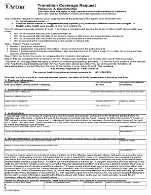 Fillable Online Transition of Care Request form - Aetna Guardian Fax ...