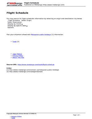 Fillable Online Flight Schedule - bMASkargob Fax Email Print - pdfFiller