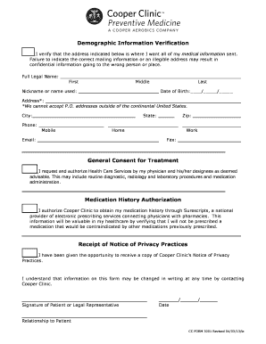 Fillable Online Cooper Clinic Patient E-Packet - Return Patients ...