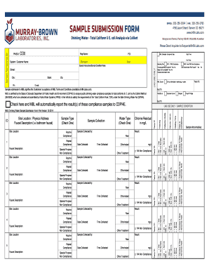 Fillable Online PDF MBL Drinking Water Sample Submission Form Fax Email ...