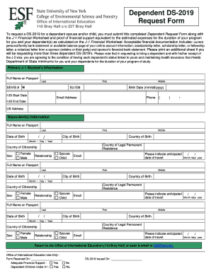 Fillable Online esf Dependent bDSb-2019 Request bFormb - esf Fax Email ...