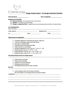 Fillable Online Design Review Board - Pre-Design Submittal Checklist ...