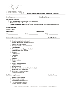Fillable Online Design Review Board - Technical Submittal Checklist ...