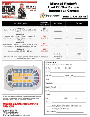 Fillable Online Lord Of The Dance Order Form Fax Email Print - pdfFiller