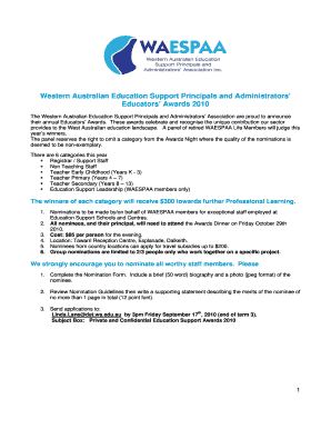 Fillable Online Awards criteria Nomination form Fax Email Print - pdfFiller