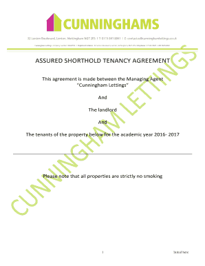 Fillable Online cunninghamlettings co 2016-2017 Cunningham Lettings Assured Shorthold Tenancy ...