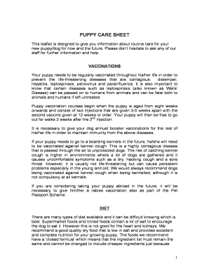 Fillable Online PUPPY CARE SHEET Fax Email Print - pdfFiller