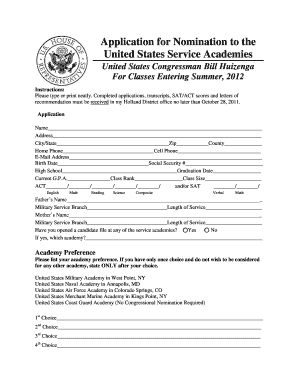Fillable Online Application for Nomination to the United States Service ...