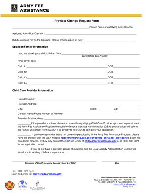 Fillable Online gsa Provider Change Request Form Fax Email Print ...