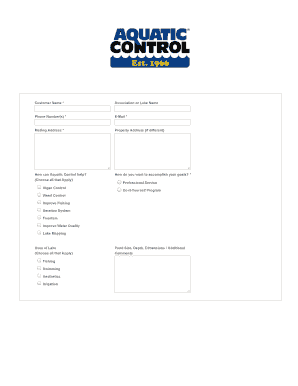 Fillable Online To Download a Printable PDF of this form - Aquatic Control Fax Email Print ...