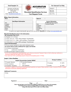 Fillable Online Microbial Identification Services Test Request Form Fax ...