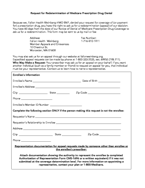 Fillable Online fallonweinberg Denial - Redetermination of Medicare Rx ...