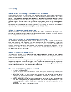 Fillable Online Issue log Fax Email Print - pdfFiller