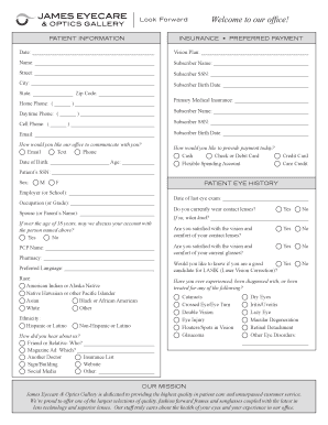 Fillable Online Form pdf - James Eyecare and Optics Gallery Fax Email ...