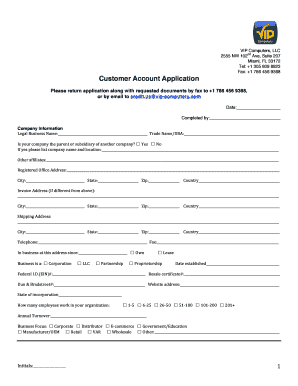 Fillable Online Customer Application Form - VIP Computers Fax Email ...
