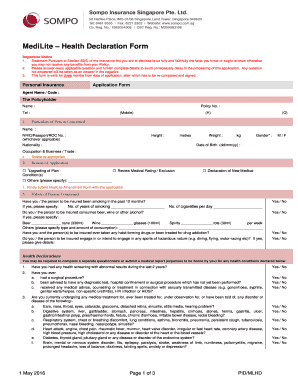 Fillable Online MediLite Health Declaration Form - bsompobbcombbsgb Fax ...