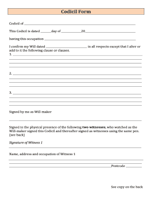 Fillable Online Codicil Form - House With No Steps Fax Email Print ...