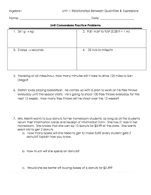 Fillable Online Unit Conversions Practice Problems - Hannah Oldhams ...
