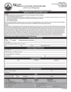 Fillable Online Application for Commercial Water Service - Montgomery ...