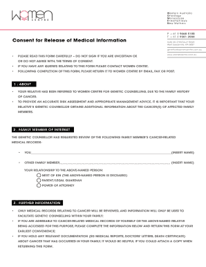 Fillable Online Consent for Release of Medical Information - Women ...