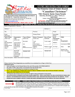 Fillable Online 2015 Santa Parade Registration Form Fax Email Print ...
