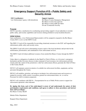 Fillable Online Rio Blanco County, Colorado ESF #13 Public Safety and ...