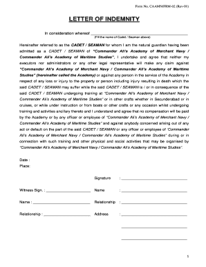Fillable Online Letter of Indemnity - Form 02.pdf - Commander Ali's ...