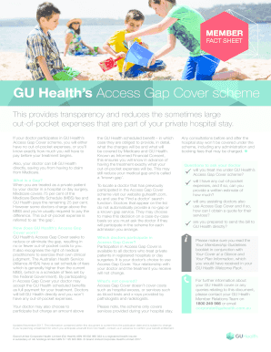 Fillable Online GU Healths Access Gap Cover scheme Fax Email Print ...