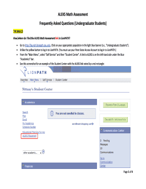 Fillable Online ALEKS Math Assessment Fax Email Print - pdfFiller