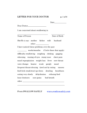 Fillable Online Letter for your doctor - Amy Speech & Language Therapy ...