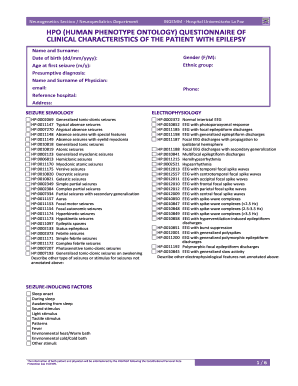 Fillable Online dravetfoundation EPILEPSY HPO QUESTIONNAIRE - Dravet ...