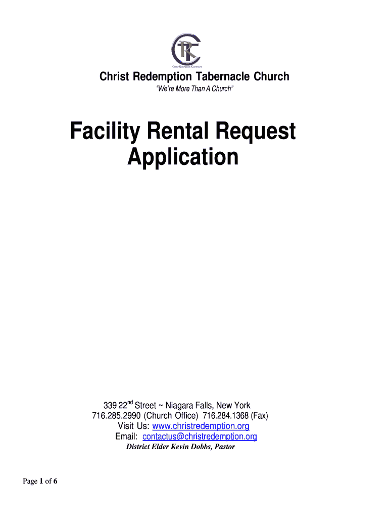 Fillable Online christredemption Facility Rental Request Application ...