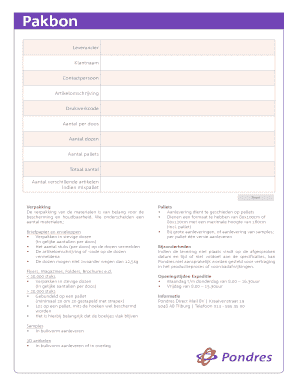Fillable Online pondres Pakbon template - Pondres Fax Email Print ...