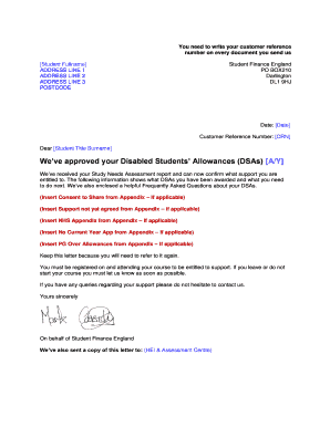 Fillable Online SFE entitlement letter example Fax Email Print - pdfFiller