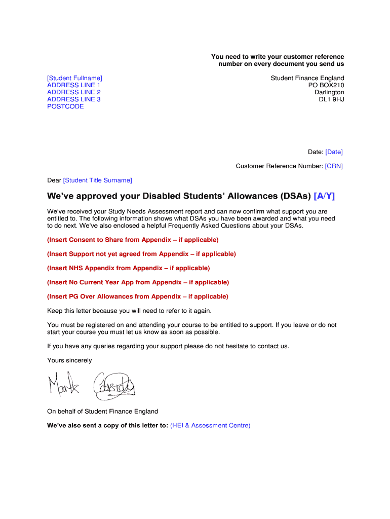 Fillable Online SFE entitlement letter example Fax Email Print - pdfFiller
