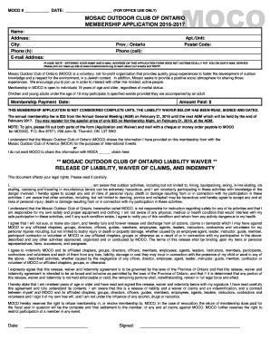 Fillable Online Membership form 2016-2017 - Meetup Fax Email Print ...