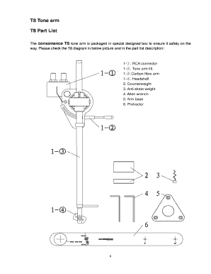 Fillable Online T8 Tone arm T8 Part List - boperab-bconsonancebbcomb ...