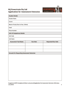 Fillable Online NQ Powertrain Pty Ltd Application for Assessment ...