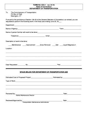 Fillable Online FORM NO EXC-1 rev 0116 State of Connecticut DEPARTMENT ...