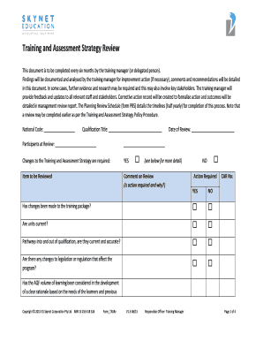 Fillable Online Training and Assessment Strategy Review - Skynet ...