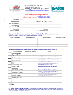 Fillable Online WBE Participation Request Form submit via e-mail to ...