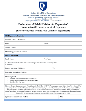 Fillable Online unh Return completed form to your UNH host department ...