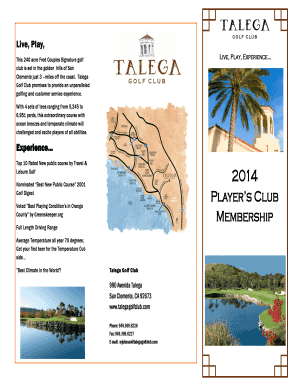 Fillable Online 2014 - Talega Golf Club Fax Email Print - pdfFiller